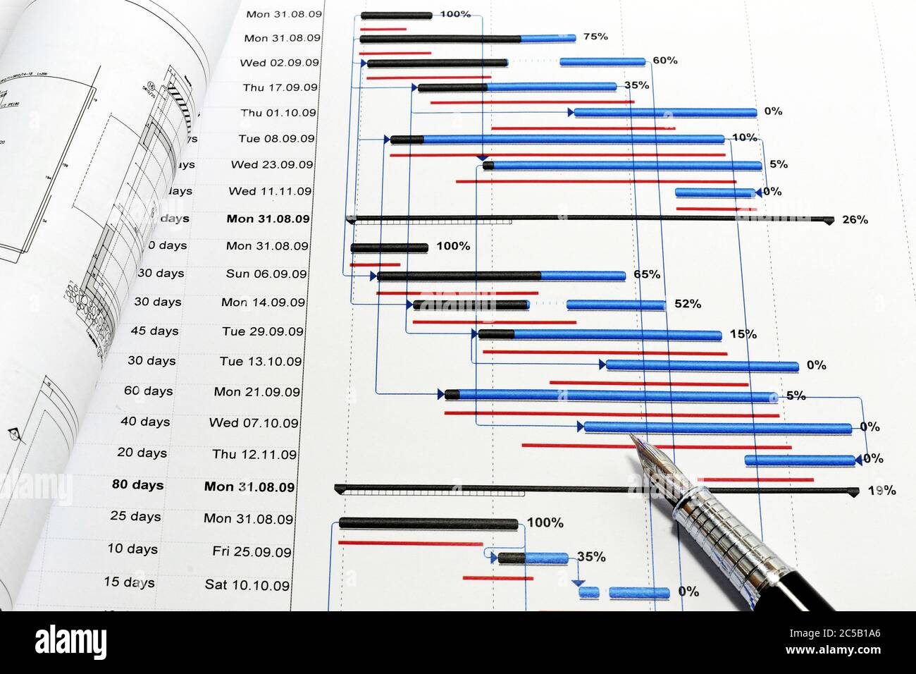 Construction project planning, management concept, gantt chart schedule ...