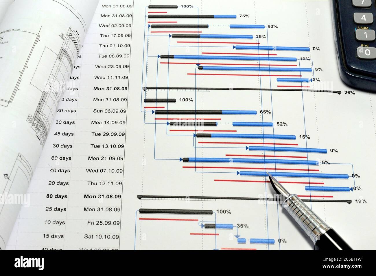 Construction project planning, management concept, gantt chart schedule ...