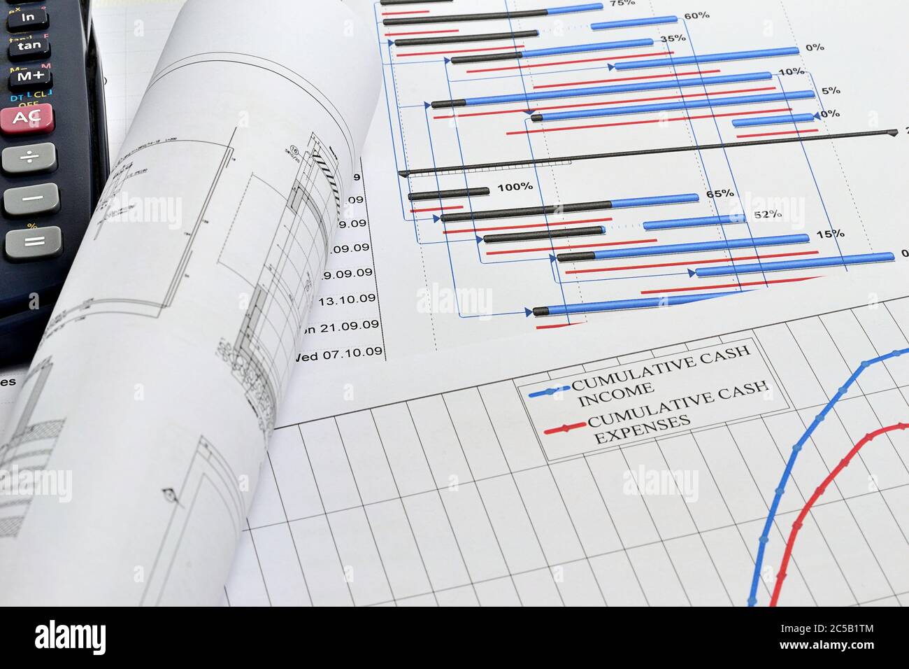 Construction project planning, management concept, gantt chart schedule ...