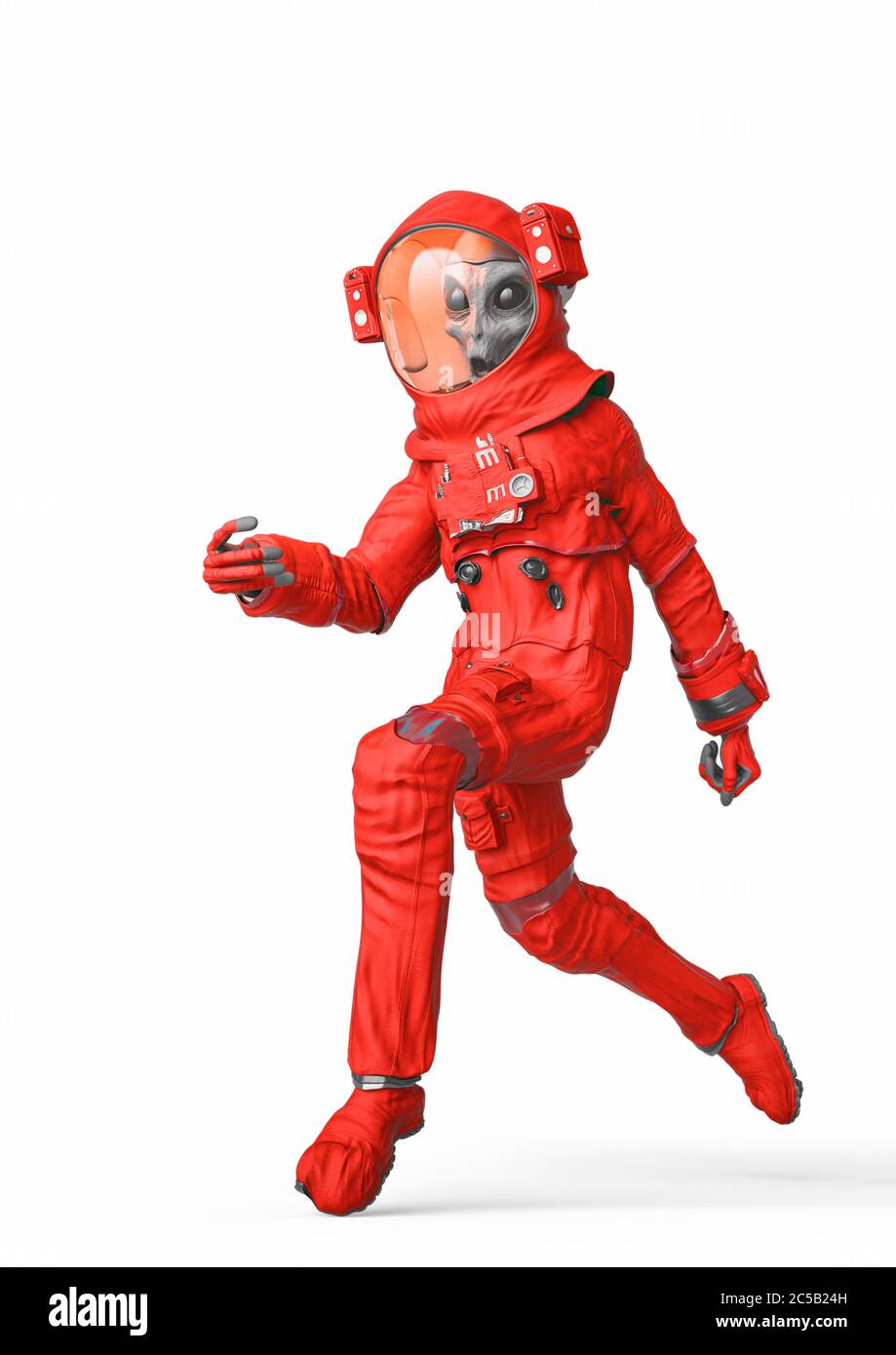 alien astronaut is running late, 3d illustration Stock Photo - Alamy