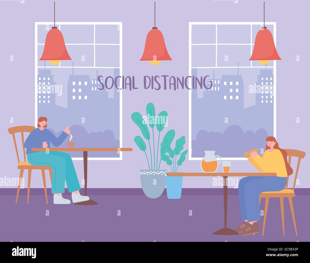 restaurant social distancing, people eating distance from each other to ...