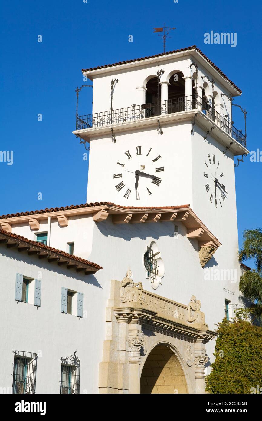 Clock Tower, Santa Barbara County Courthouse, Santa Barbara, California ...