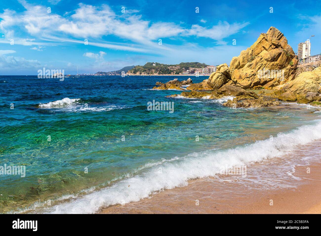 Beaches in Lloret de Mar in a beautiful summer day, Costa Brava ...