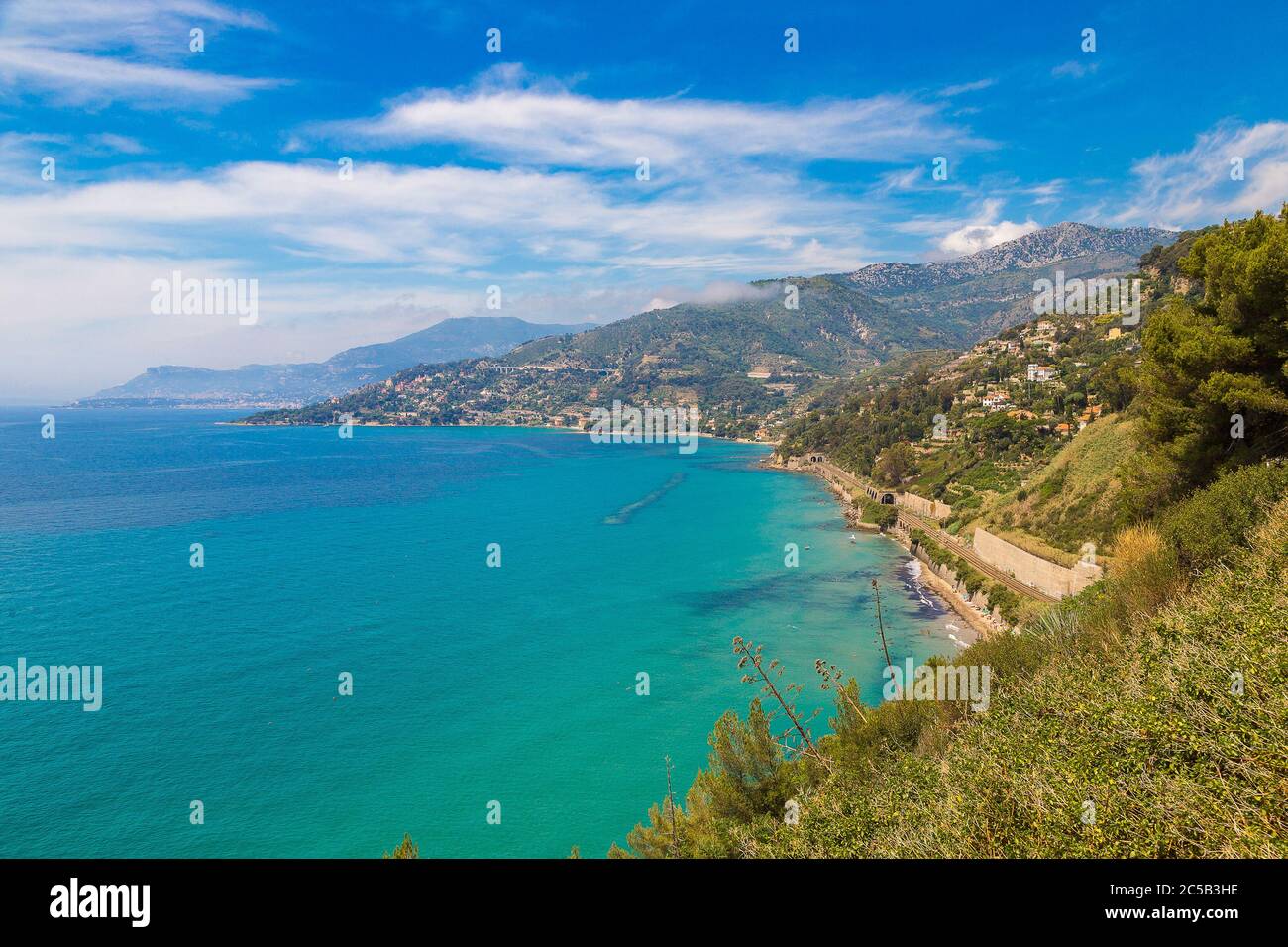 Azure coast in a beautiful summer day, Italy Stock Photo - Alamy