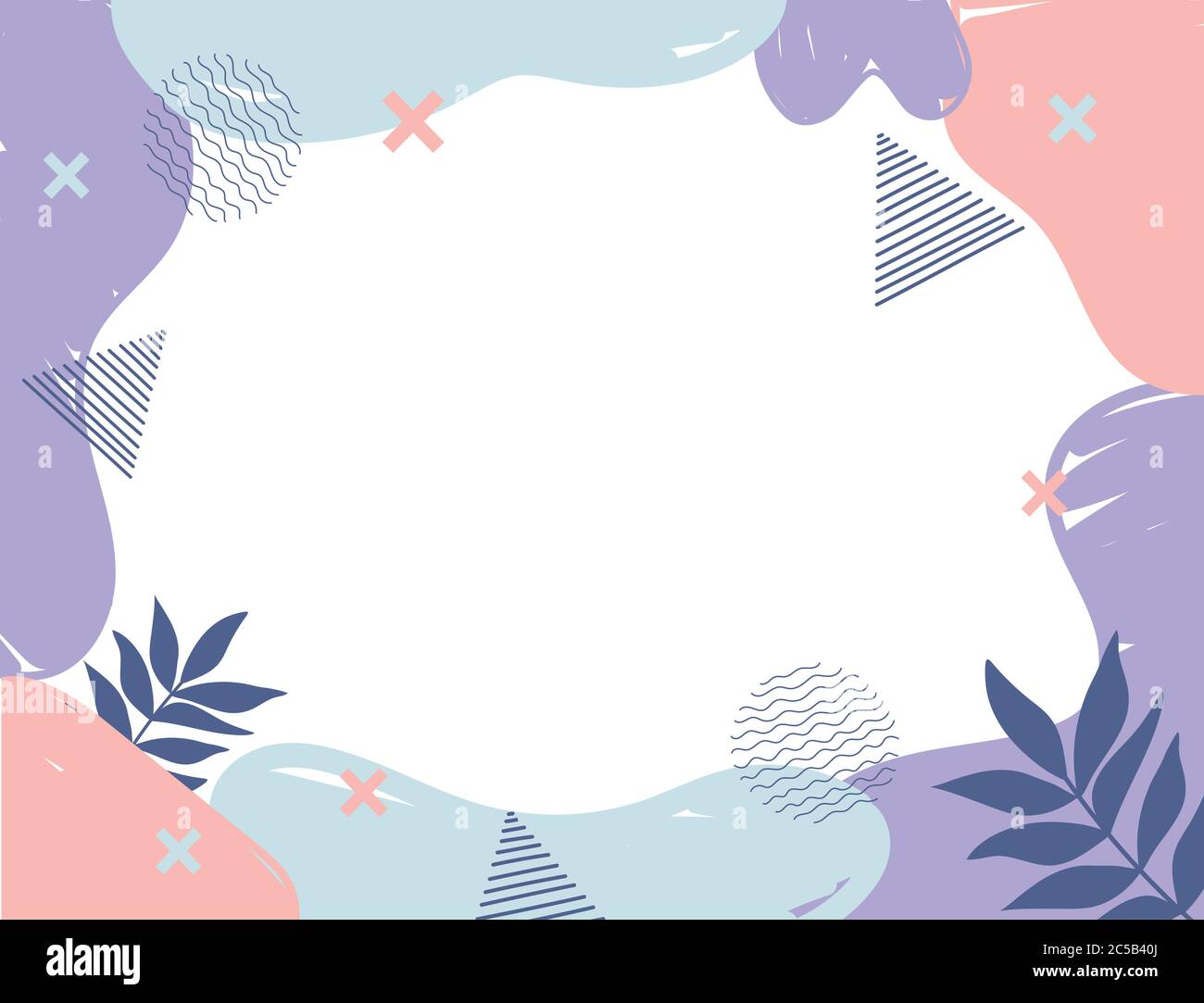 memphis style abstract leaves decoration texture with spots background ...