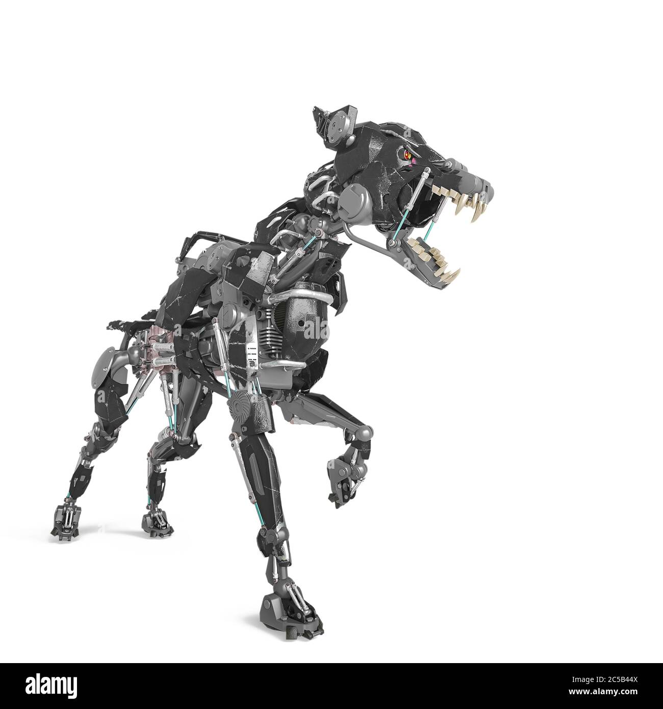 cyber security dog is ready to fight in white background, 3d ...
