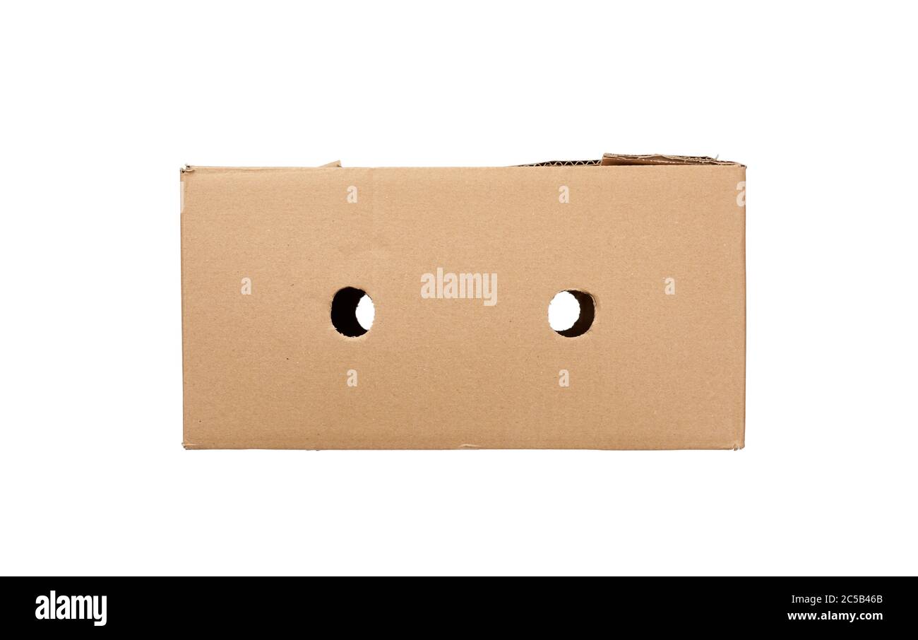 closed box made of brown corrugated cardboard isolated on a white ...