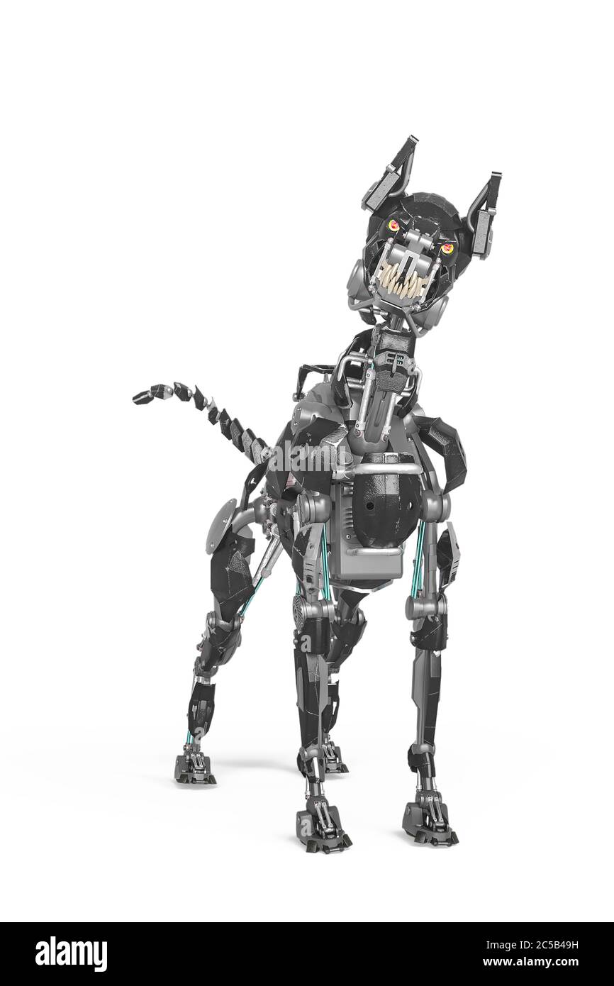 cyber security dog is facing you in white background, 3d illustration ...