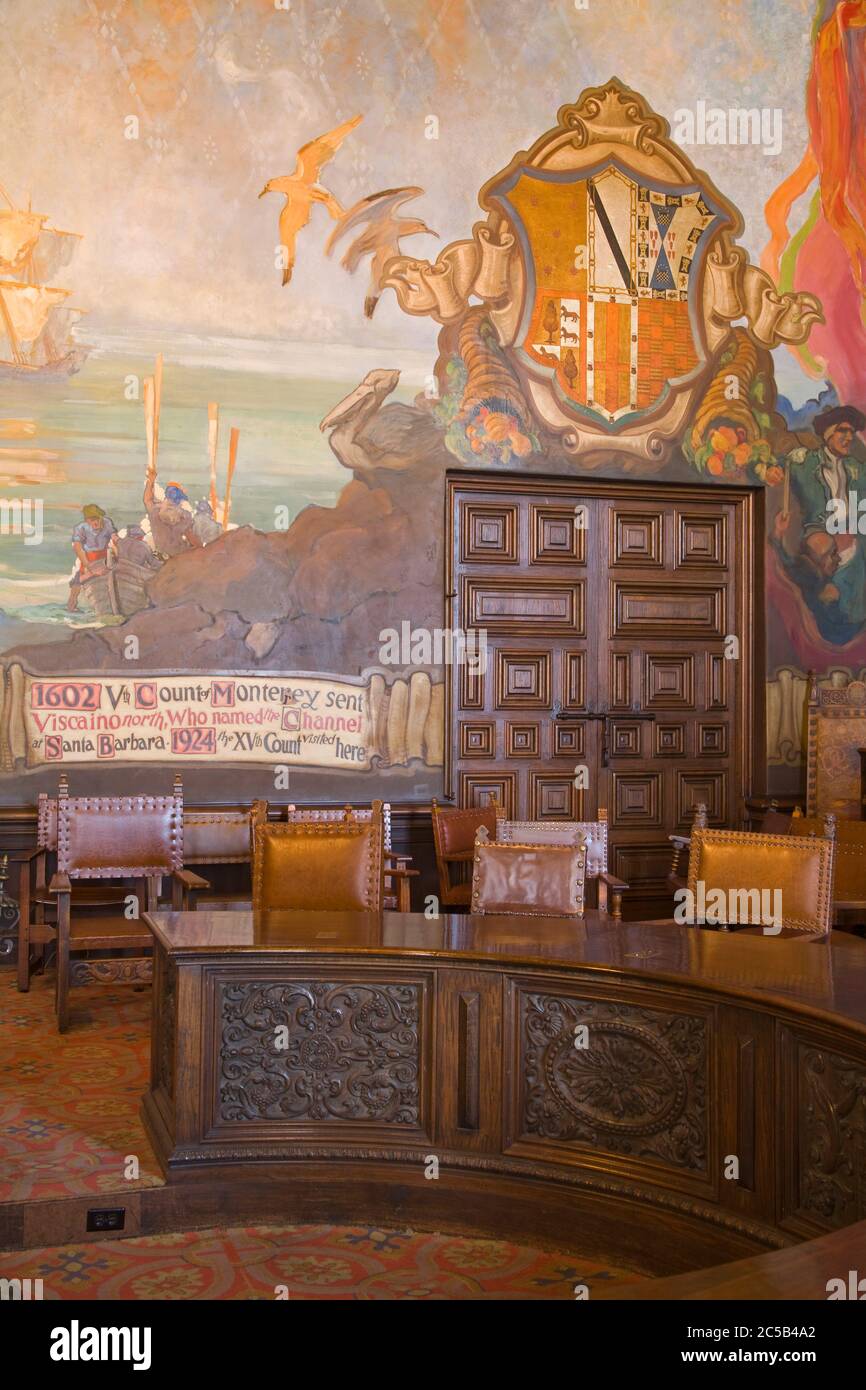 Murals in Board of Supervisors Room, Santa Barbara County Courthouse ...