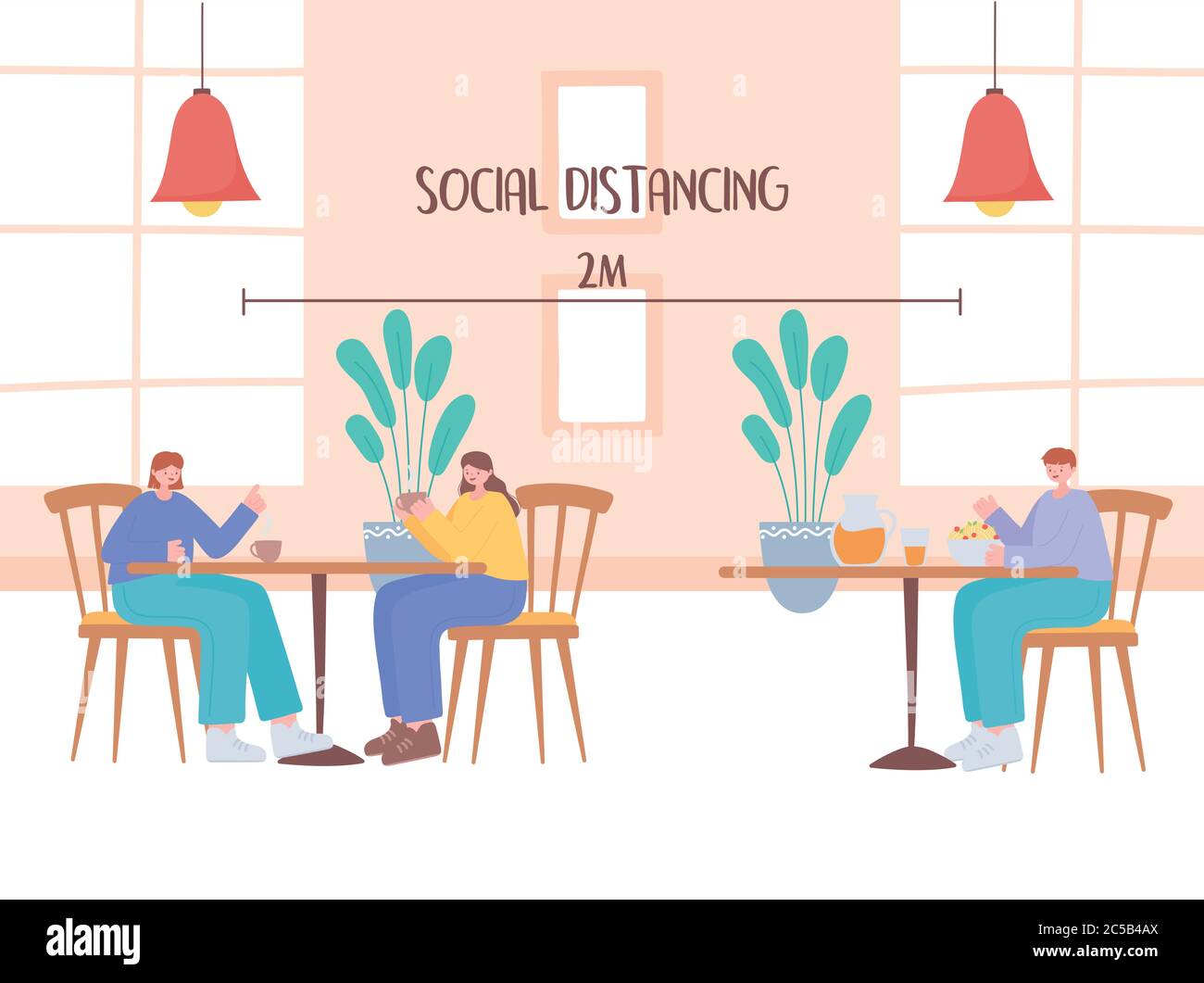 restaurant social distancing, visitors tables are located at a safe ...