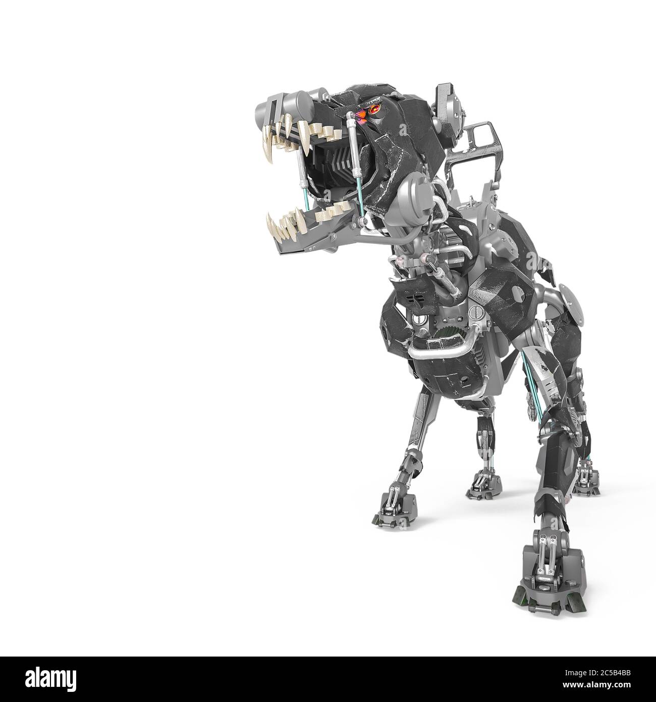 cyber security dog is doing a defend pose in white background, 3d ...