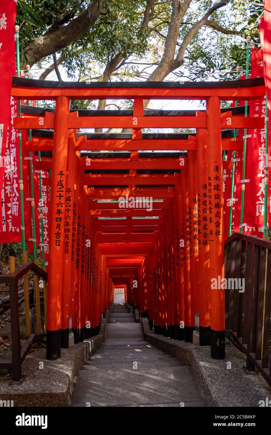 Torii row at Hie shrine. Tokyo, Japan Stock Photo - Alamy