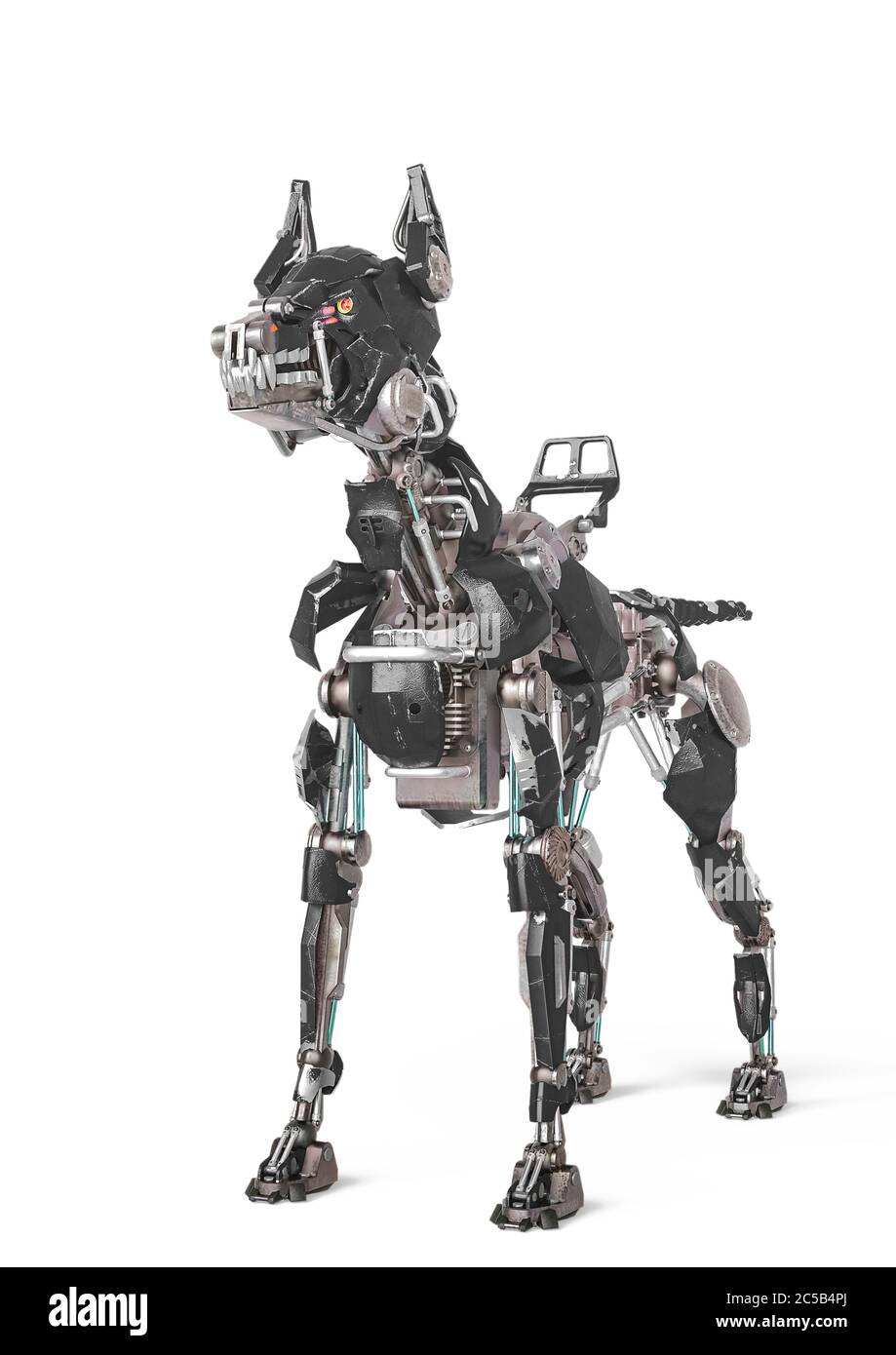 cyber security dog standing up in white background, 3d illustration ...