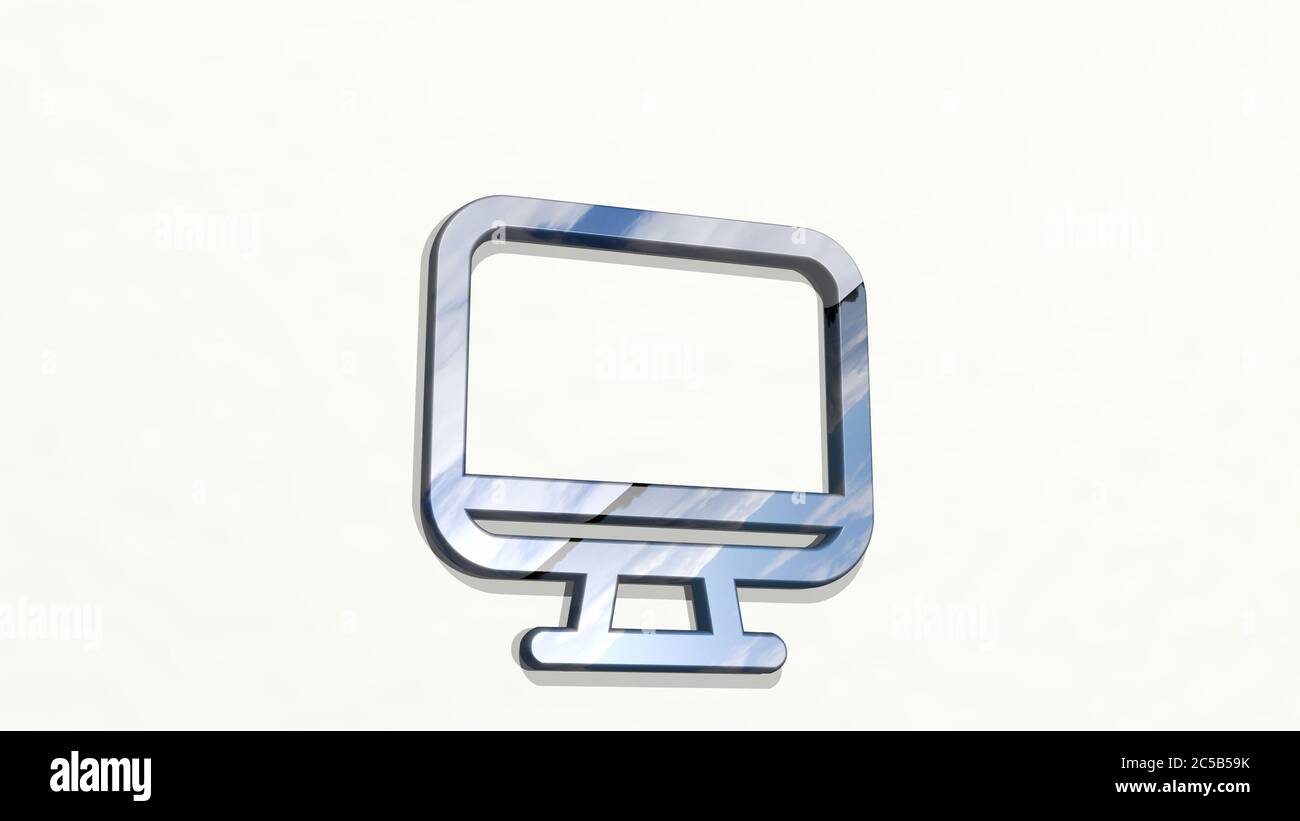 MONITOR from a perspective on the wall. A thick sculpture made of ...