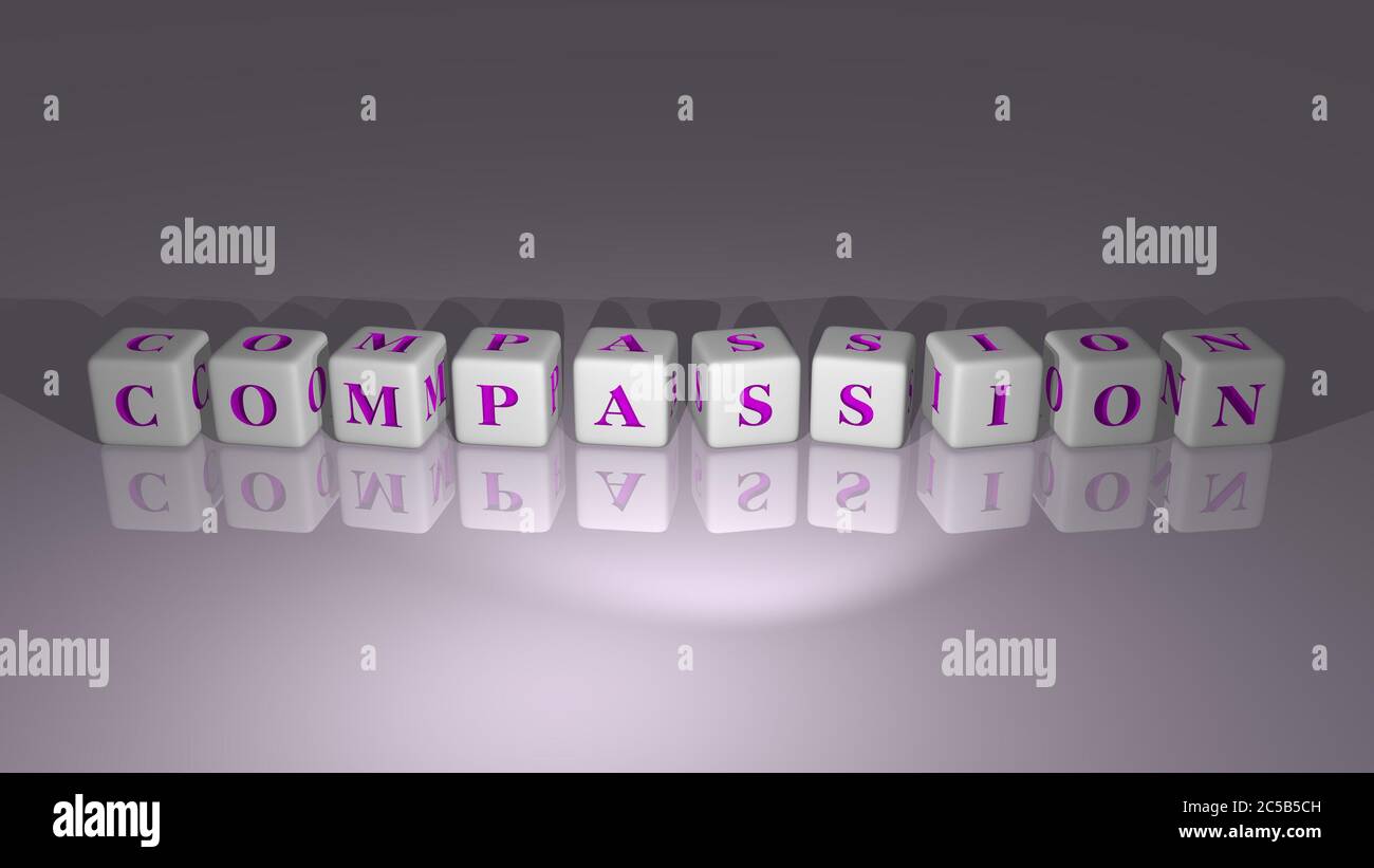 Compassion built by dice letters and color crossing for the related ...