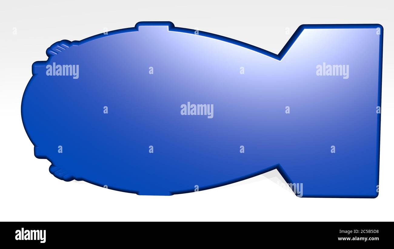 bomb stand with shadow. 3D illustration of metallic sculpture over a ...