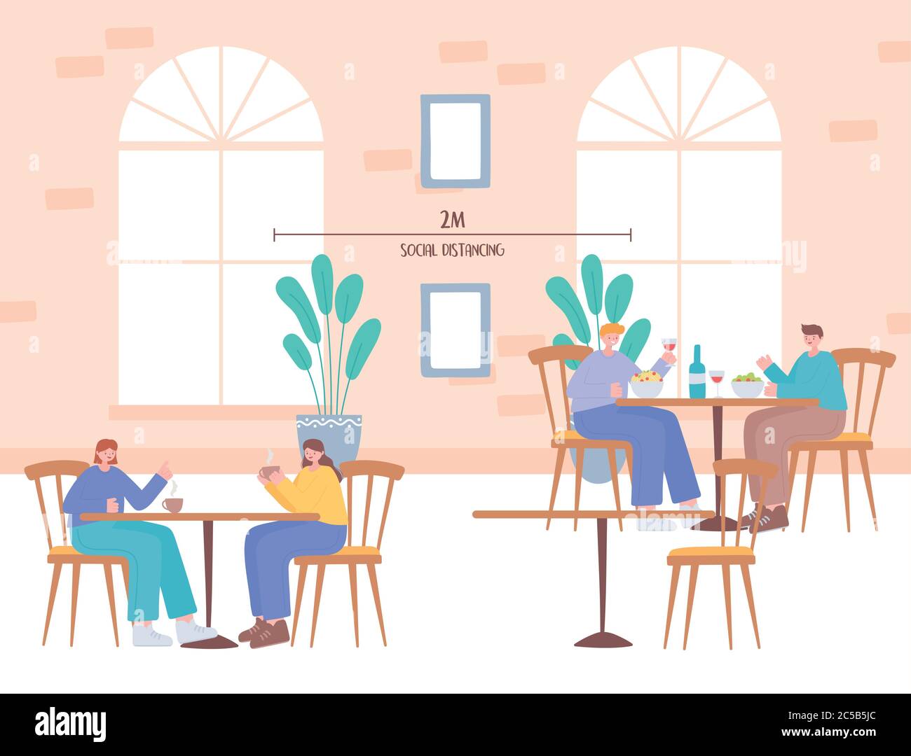 restaurant social distancing, table distance to protect people from ...