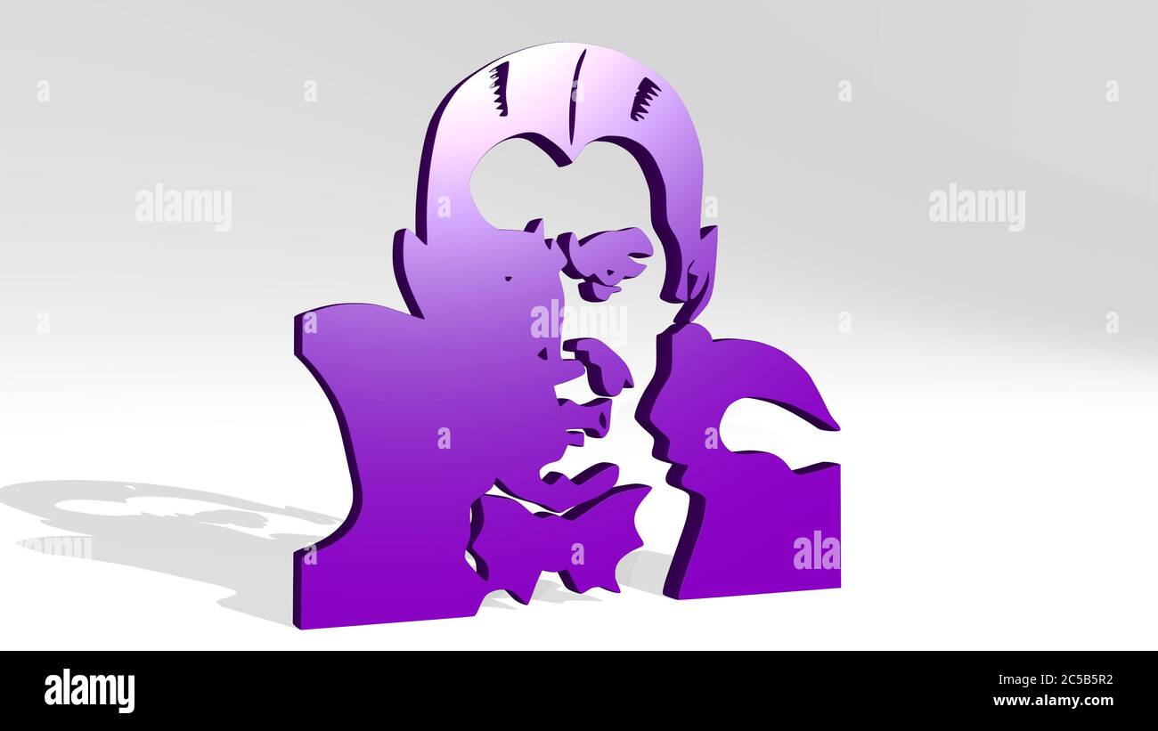 vampire stand with shadow. 3D illustration of metallic sculpture over a ...