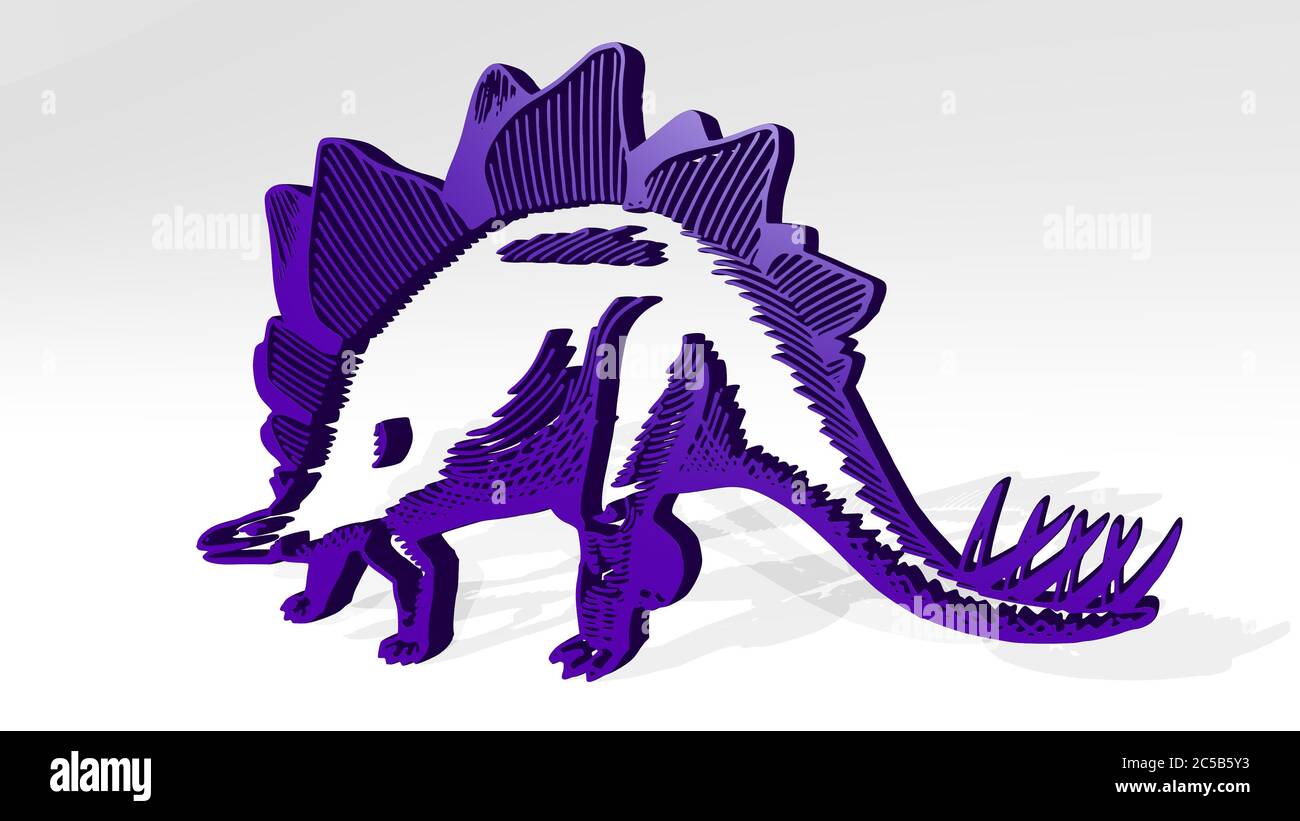 DINOSAUR from a perspective with the shadow. A thick sculpture made of ...