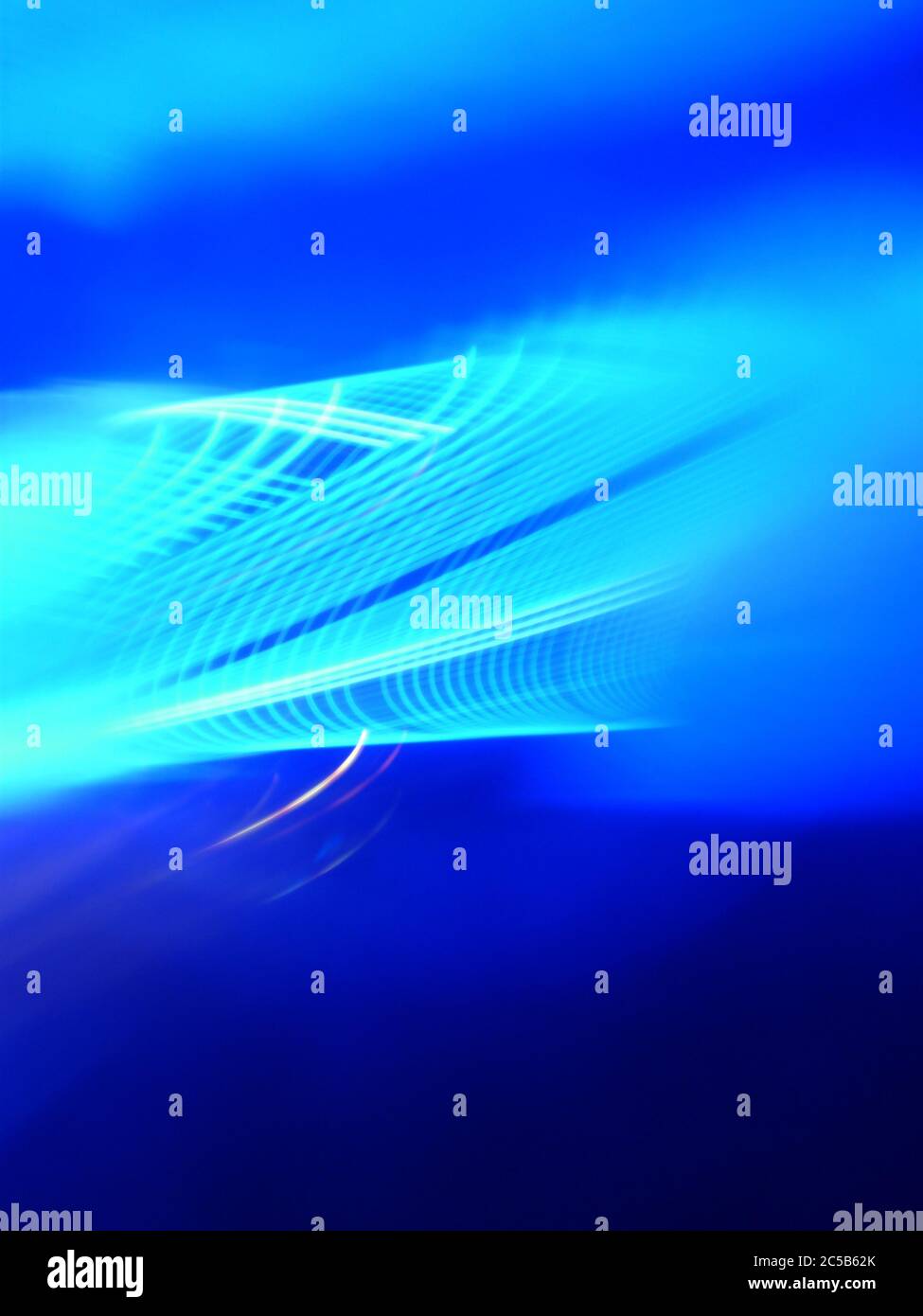Virtual network space structure with bright blue light threads Stock ...
