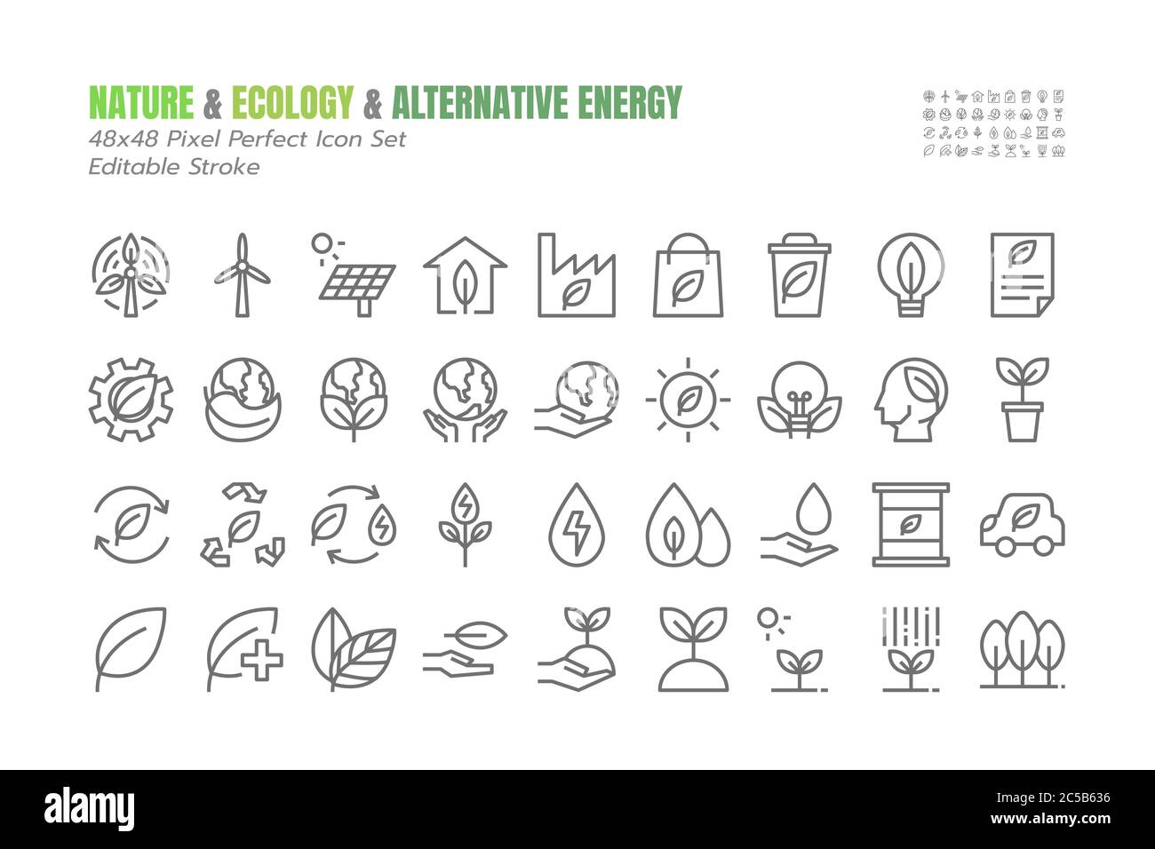Simple Set of ECO Vector Thin outline Icons. such as Environment ...