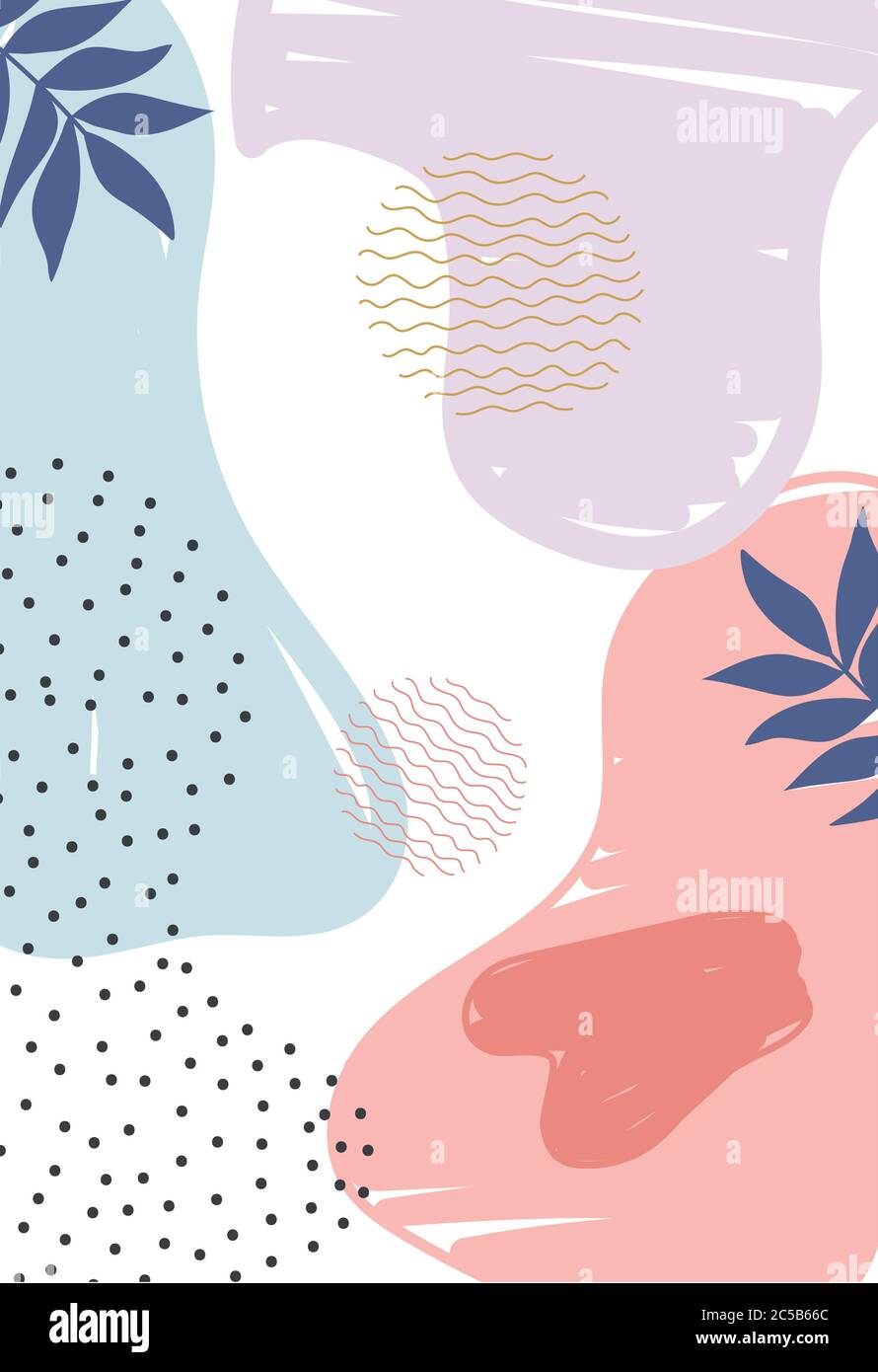 memphis style abstract leaves decoration texture with spots fancy ...