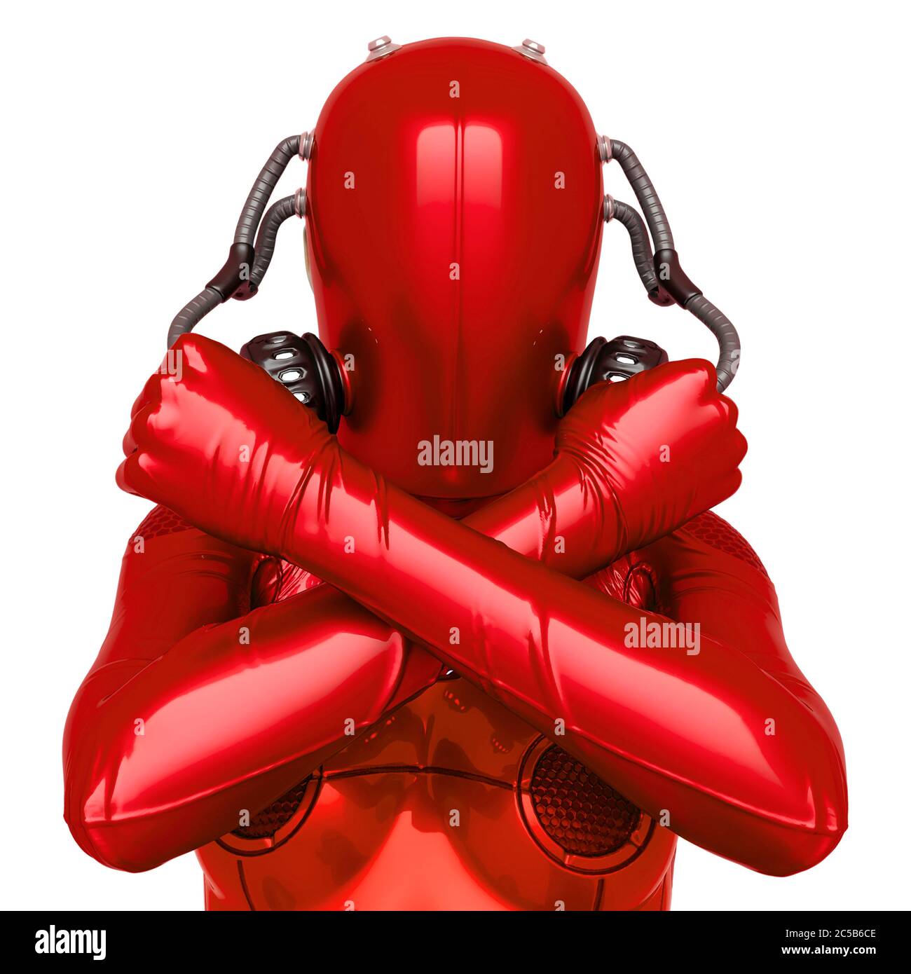 cyber soldier female with arms in x, 3d illustration Stock Photo - Alamy