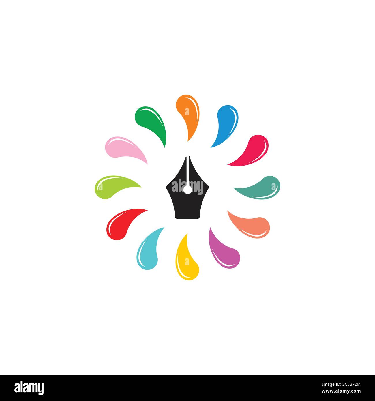 pen drawing tool colorful watercolor logo vector Stock Vector Image ...
