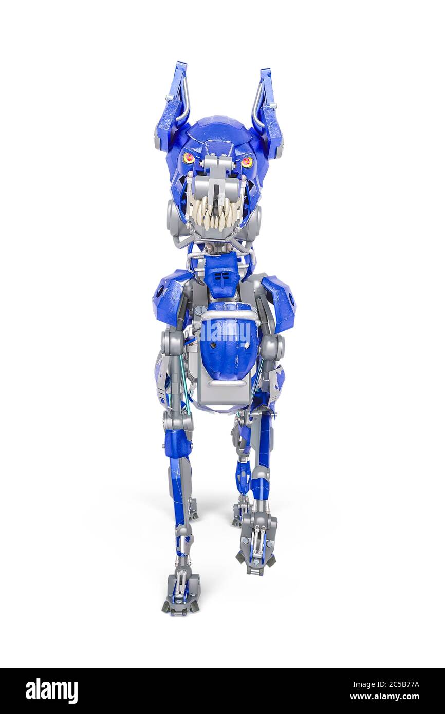 cyber security dog is on alert in white background, 3d illustration ...