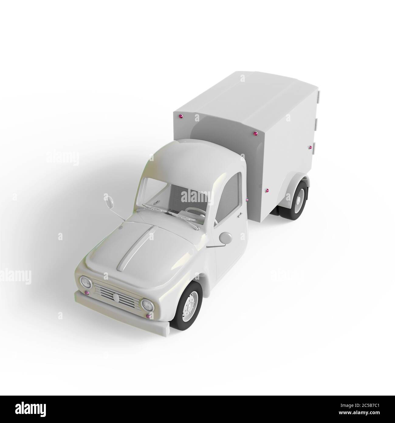 delivery truck cartoon top view, 3d illustration Stock Photo - Alamy