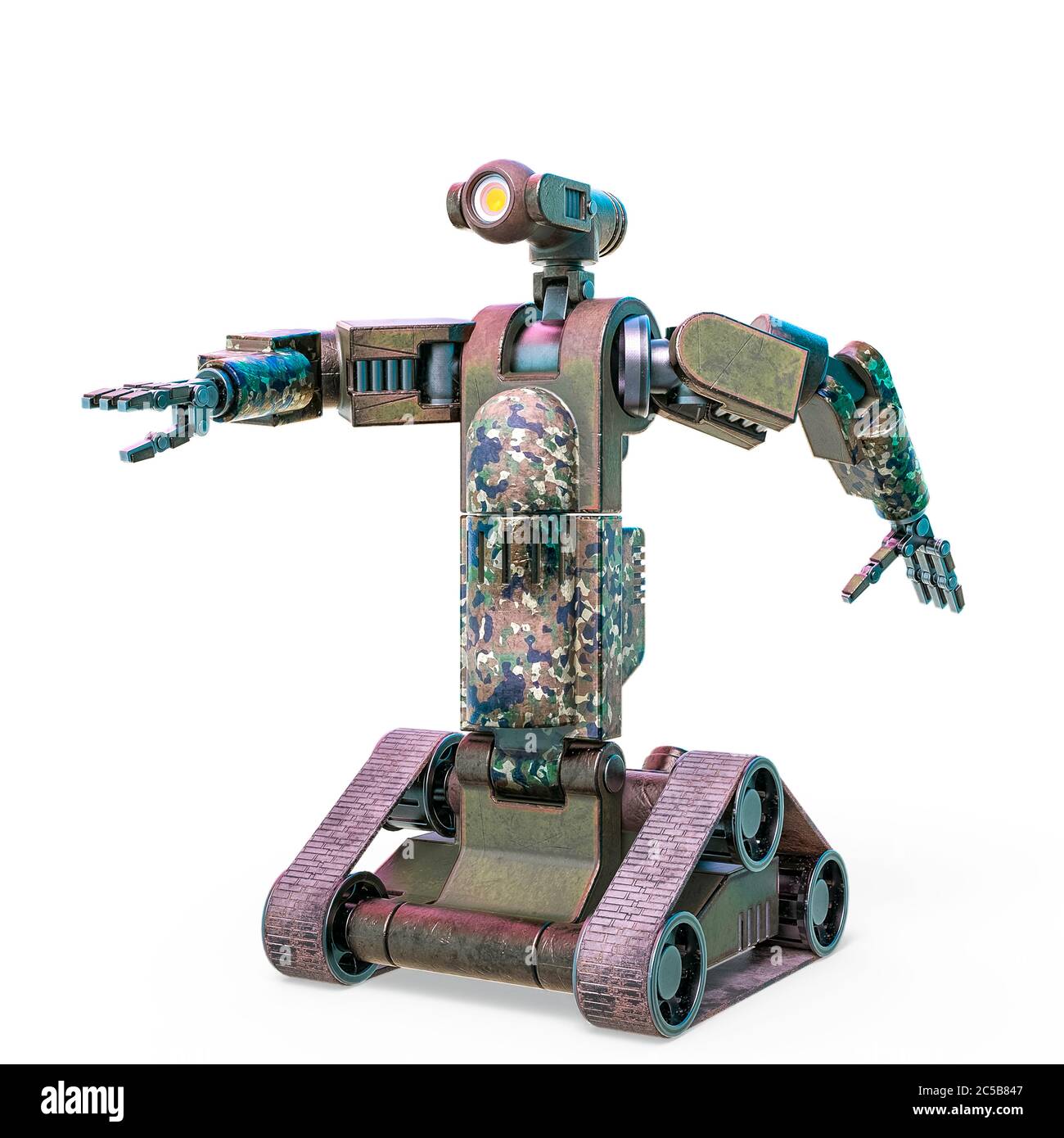 military robot in a white background, 3d illustration Stock Photo - Alamy