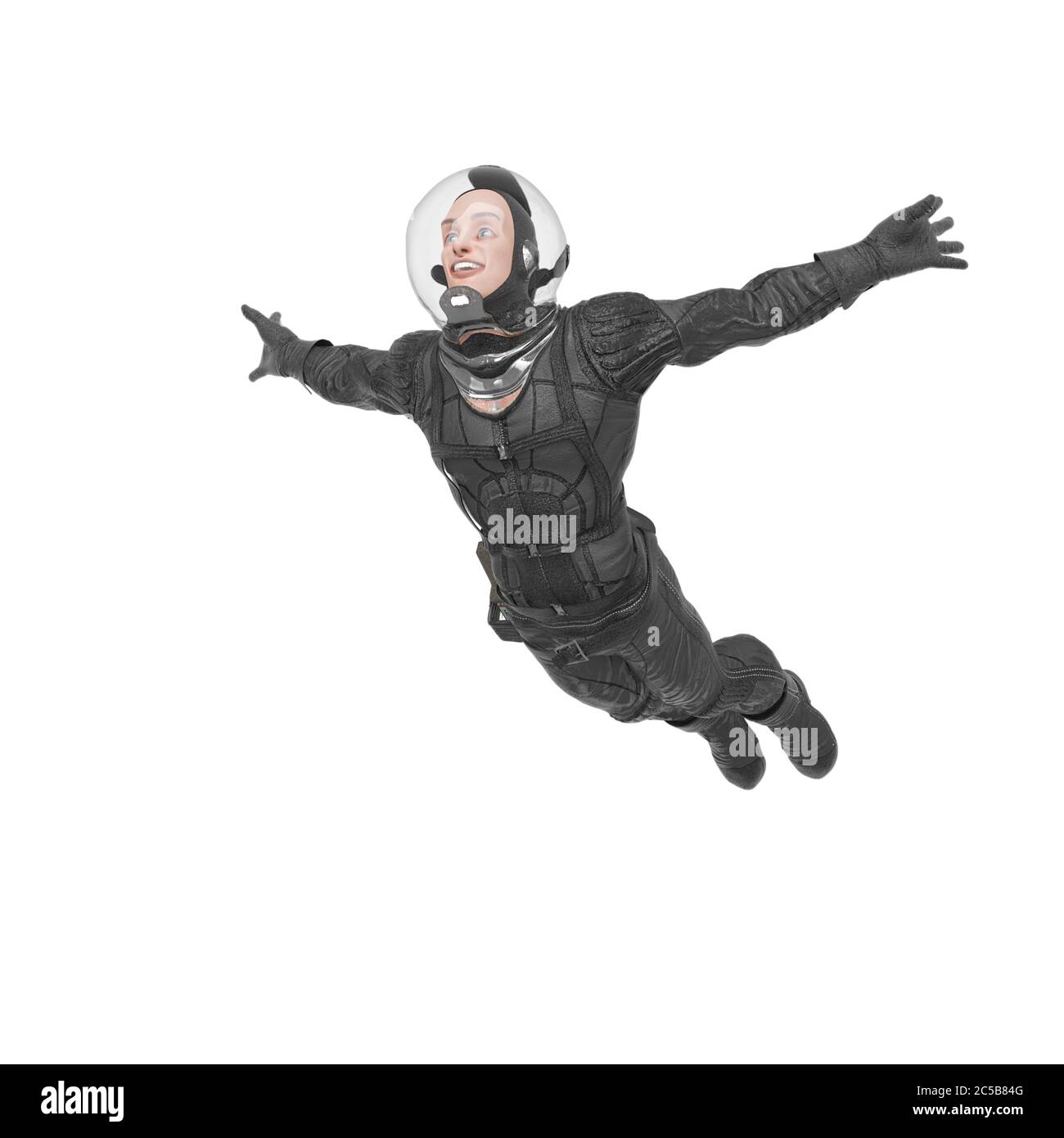 retro space astronaut smiling and jumping, 3d illustration Stock Photo ...