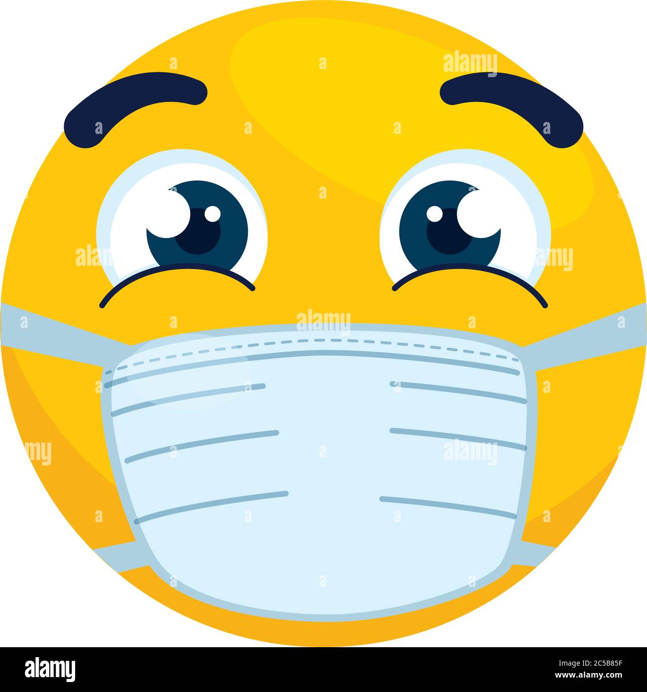 emoji with open eyes wearing medical mask, yellow face with open eyes ...