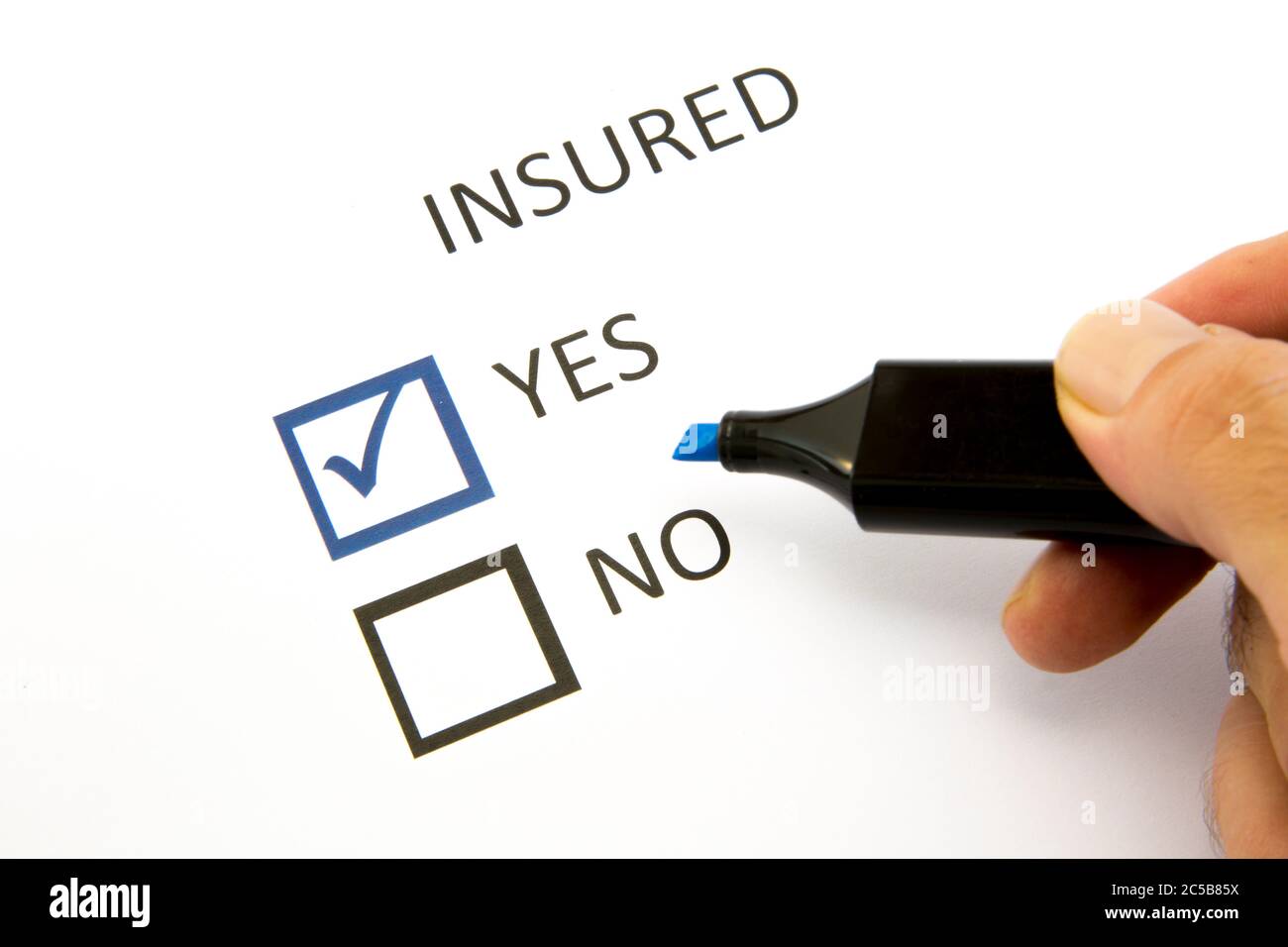 Insured Yes Check-Box Stock Photo - Alamy
