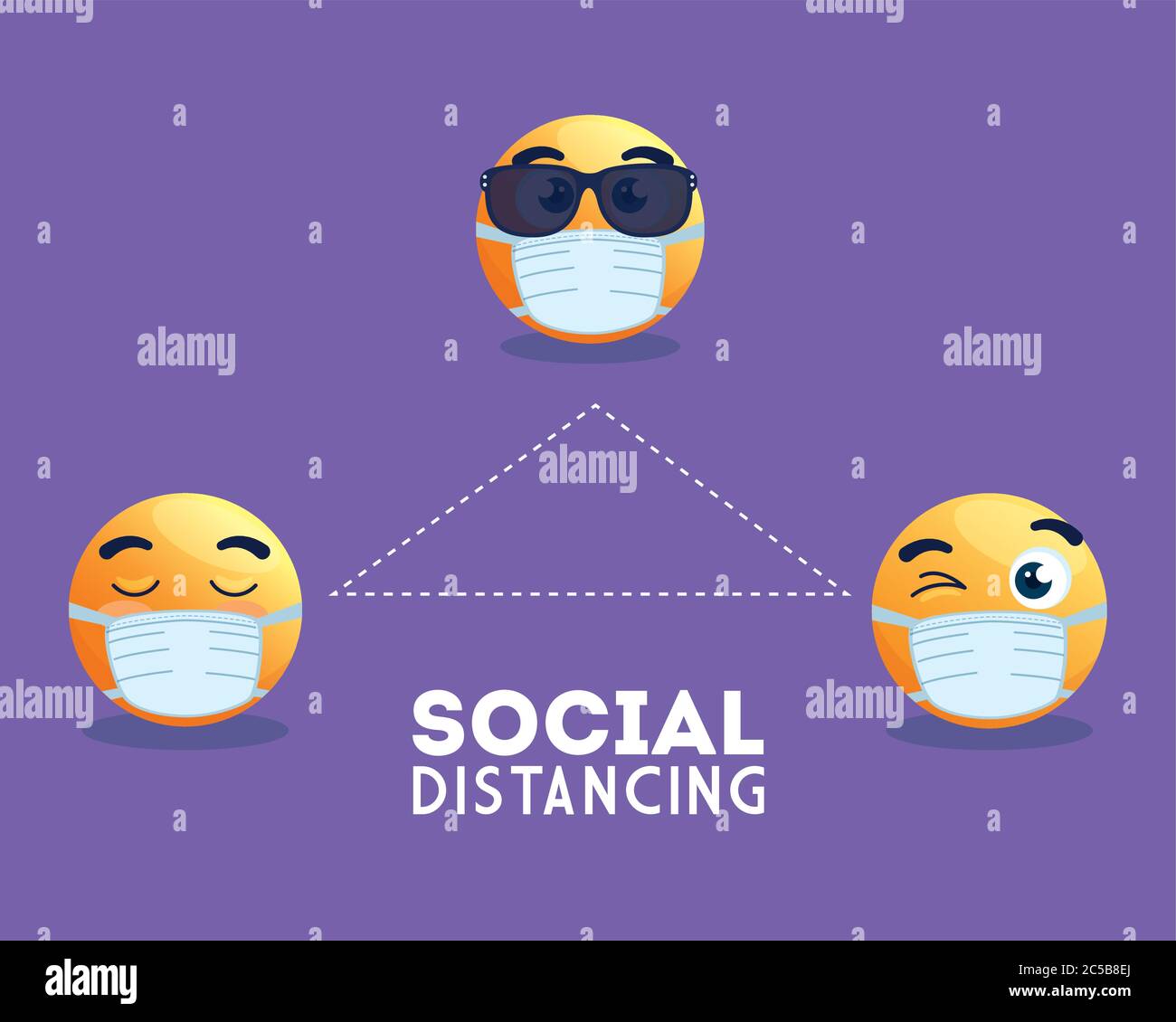 social distancing emoji wearing medical mask, yellow faces in public ...