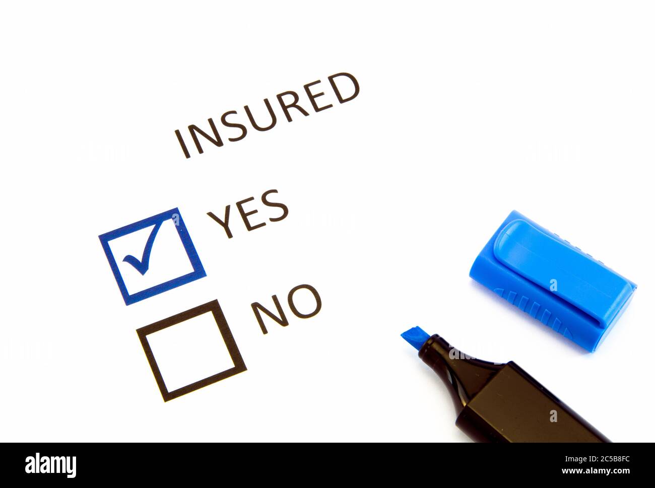Insured Yes Check-Box Stock Photo - Alamy