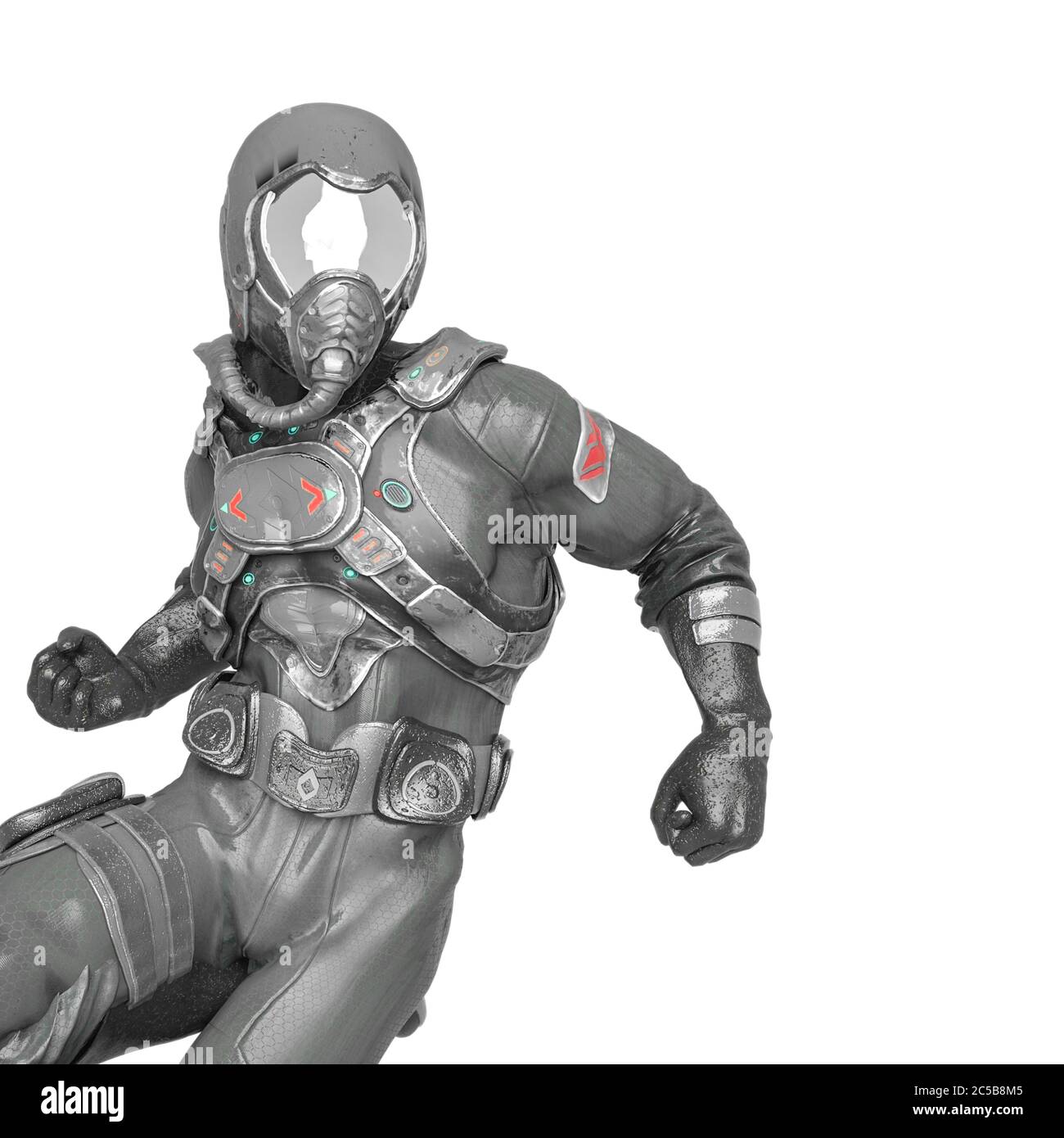 battle pilot is ready for action with copy space in white background ...