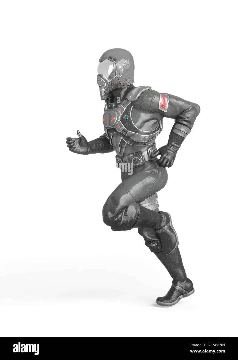 battle pilot is running in white background, 3d illustration Stock ...