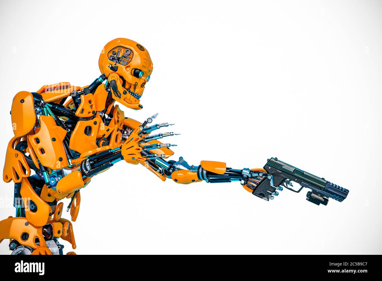 android holding a gun , 3d illustration Stock Photo - Alamy