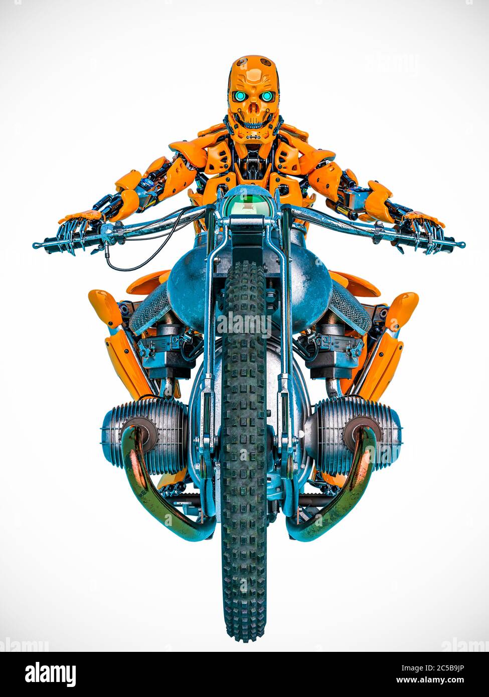 android is riding a motorcycle, 3d illustration Stock Photo - Alamy