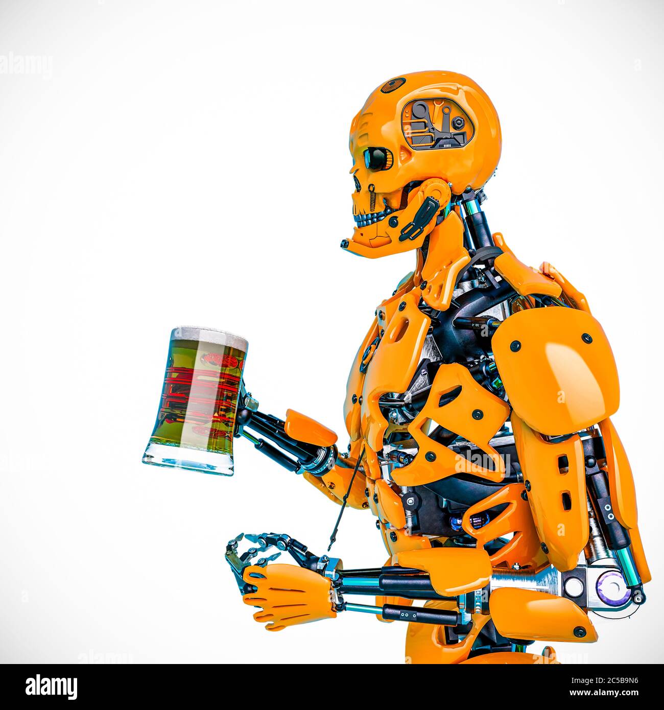 android holding a tankard side view, 3d illustration Stock Photo - Alamy