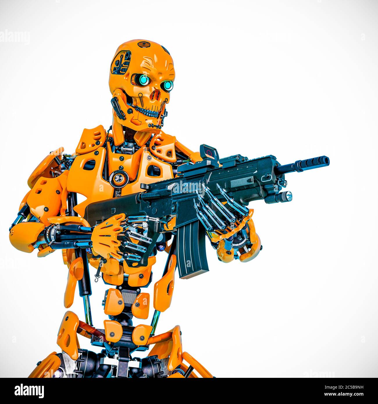 android holding a rifle, 3d illustration Stock Photo - Alamy