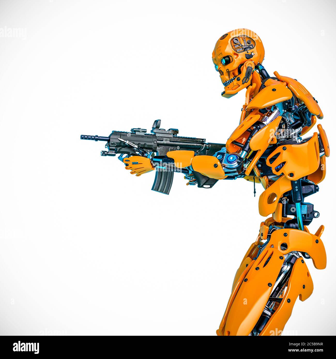 android holding a rifle side view, 3d illustration Stock Photo - Alamy
