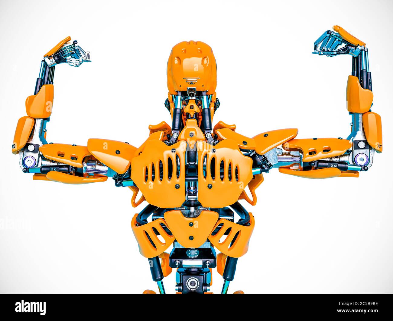 android gym pose rear view, 3d illustration Stock Photo - Alamy