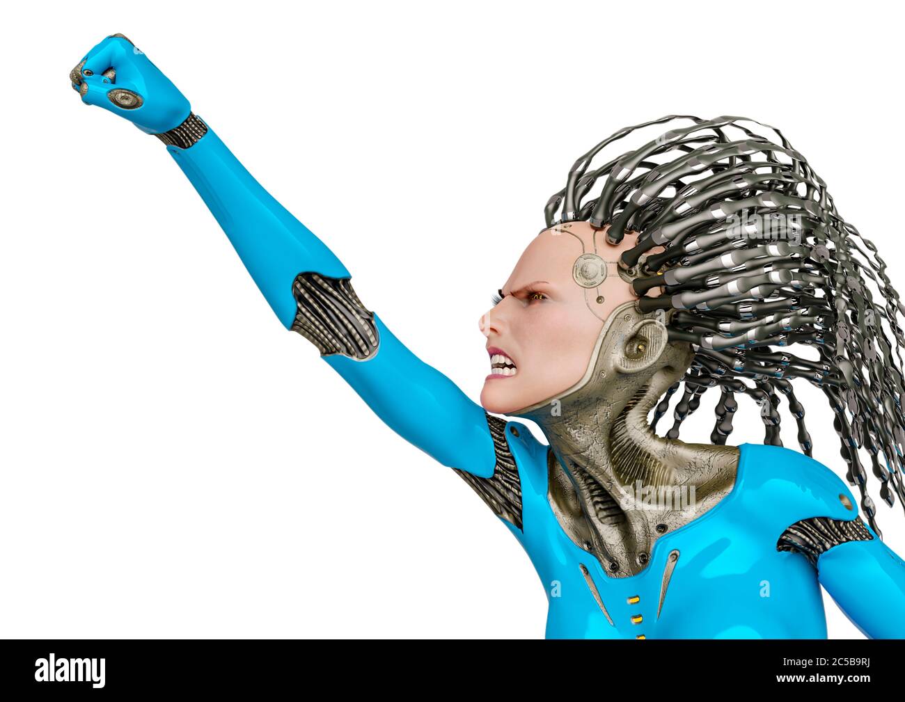 super cyborg is empowered, 3d illustration Stock Photo - Alamy