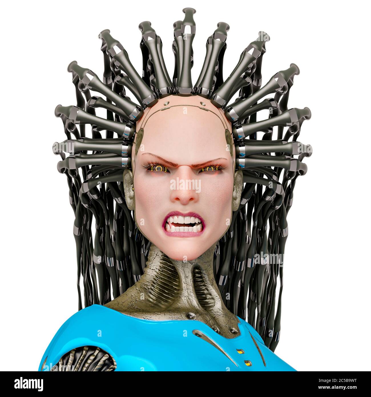 super cyborg is mad, 3d illustration Stock Photo - Alamy