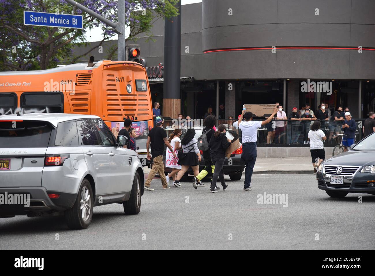 West Hollywood, CA/USA - May 29, 2020: Black Lives Matter protesters ...