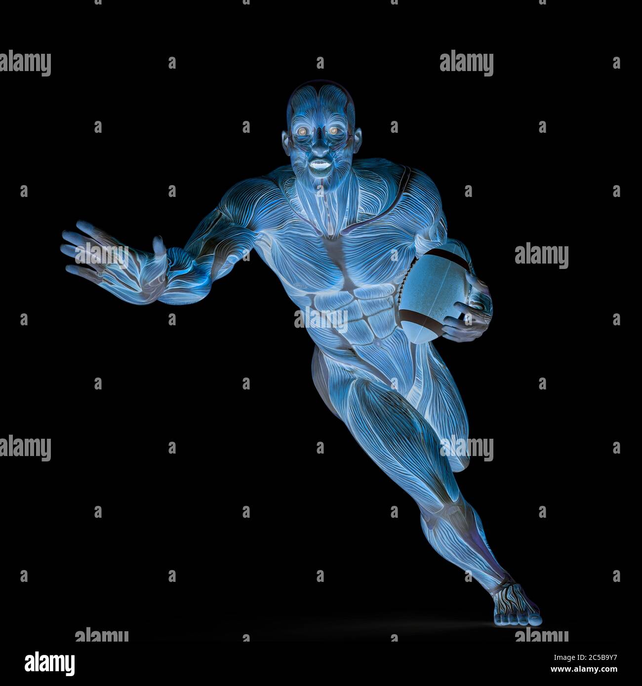 muscleman anatomy heroic body playing american football in white ...