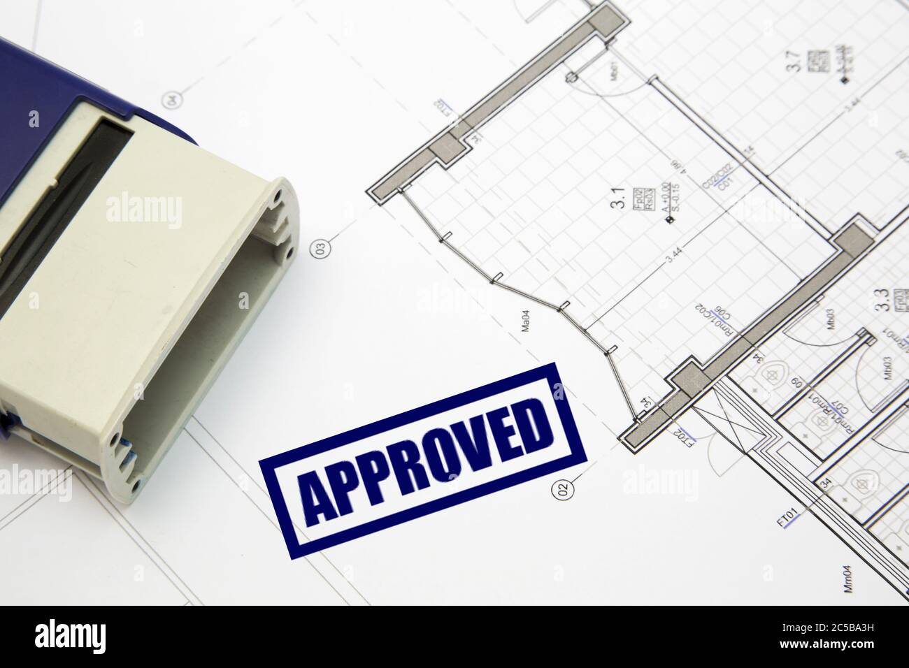 Closeup of architectural project, approved for construction Stock Photo ...