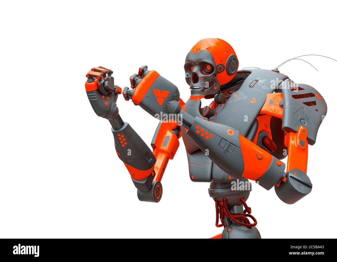 skull bot is ready for war in a white background, 3d illustration Stock ...